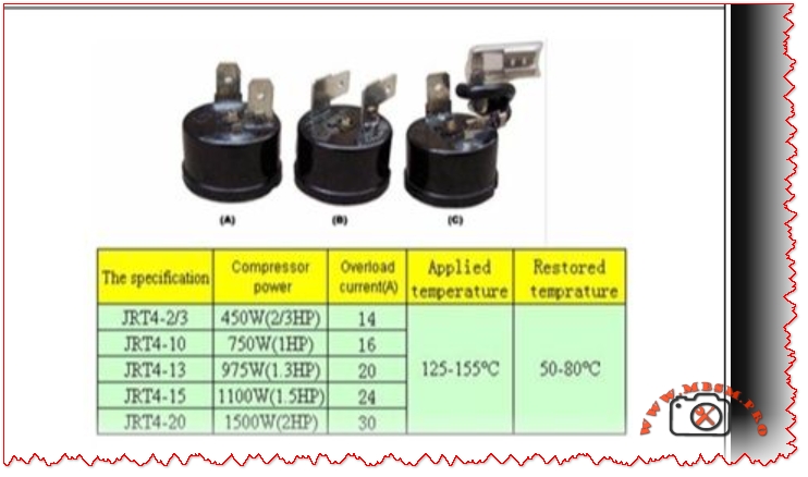Compressor database chart Relay Olp - Mbsmpro